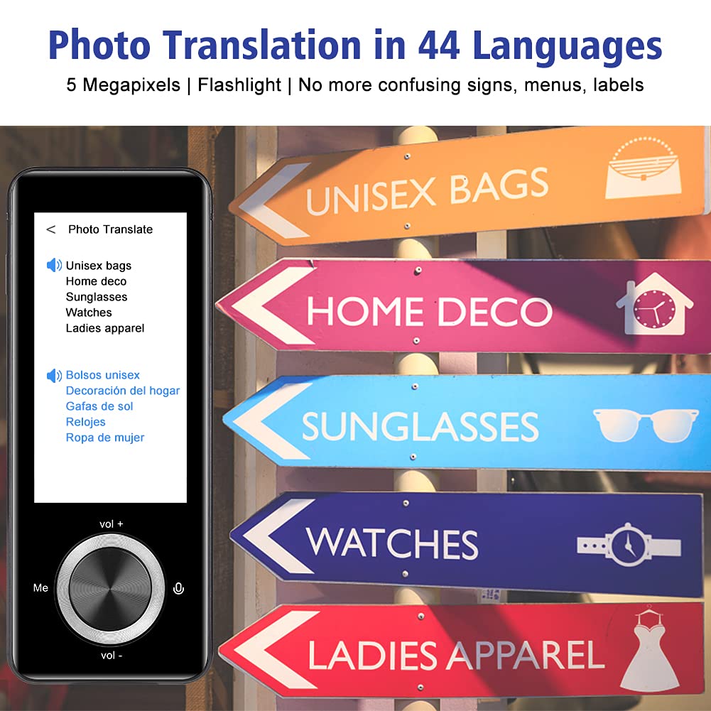 Language Translator Device Offline Translator with Instant Photo Translation Portable Two-Way Voice Interpreter, 109 Languages Smart Translation in 0.5 Sec, Bluetooth, WiFi