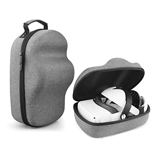 Esimen Hard Carrying Case for Oculus Quest 2, Compatible for Meta Quest 2 Elite Strap or KI WI Head Strap BOBO VR M2/M3/M5/K3/K5/K6 Head Strap and Accessories,Storage Case for Quest 2 (Grey)