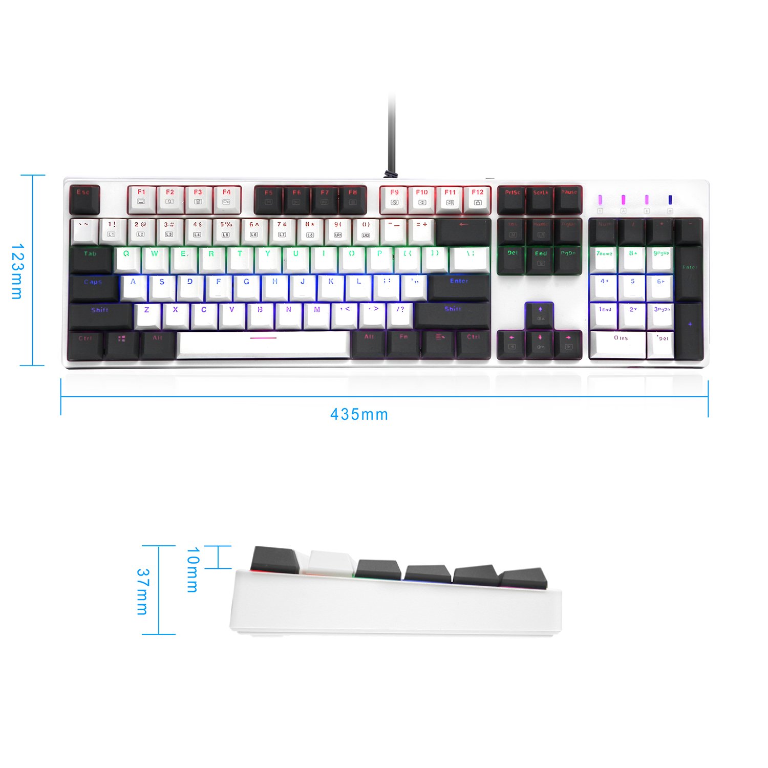 E-Yooso Mechanical Gaming Keyboard, PBT Special Edition, Multi-color LED Backlit USB Wired with Outemu Blue Switches