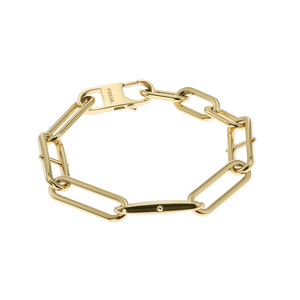 Fossil Women's Heritage D Link Stainless Steel Chain Bracelet, Color: Gold (Model: JF04234710)