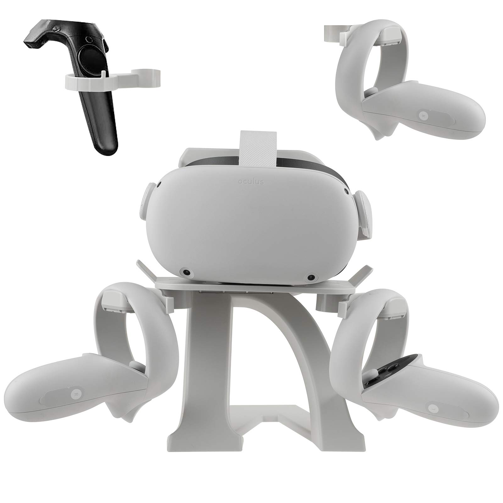 Esimen VR Headset Stand and Controller Holder for Oculus Quest 2/Rift S/HTC Vive/Vive Pro/Elite/Valve Index/HP Reverb G2, Controller Holder for Oculus Touch/Valve Knuckles/Vive (White)
