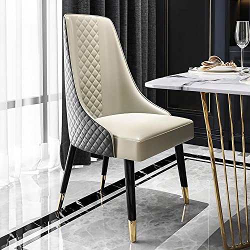 POVISON Faux Leather Dining Chair Set of 2, Mid-Century Upholstered Bar Chair with Solid Wood Legs for Pub Coffee Home, Kitchen Room, Grey, 38"