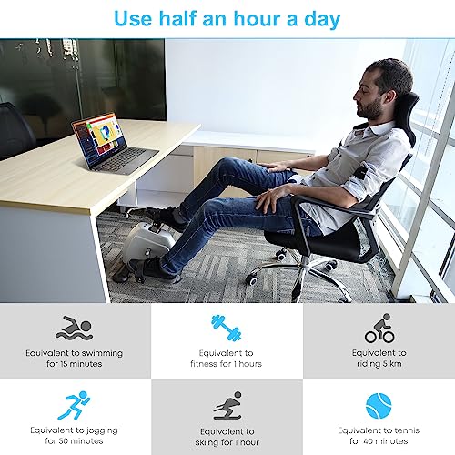 Mini Exercise Bike, AGM Under Desk Bike Pedal Exerciser Foot Cycle Arm & Leg Peddler Exerciser Machine with LCD Screen Displays (Sliver)