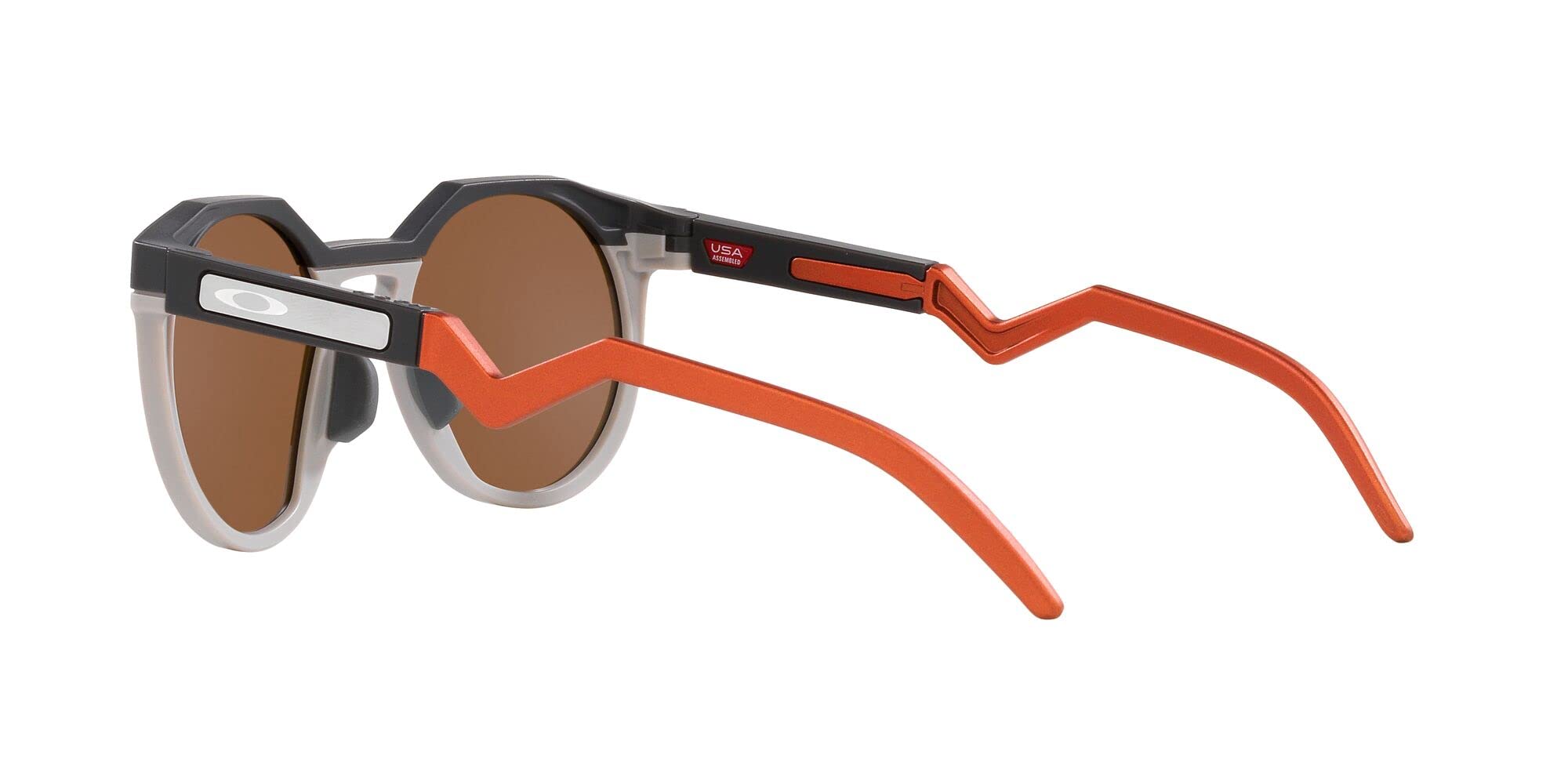 Oakley Men's OO9242A HSTN Low Bridge Fit Round Sunglasses, Matte Carbon/Prizm Tungsten, 52 mm