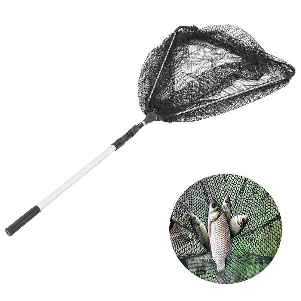 Fishing Net, Integrated Waterproof Aluminum Alloy Telescopic Triangular Folding Portable PE Fishing Net Tool Accessory(230cm)