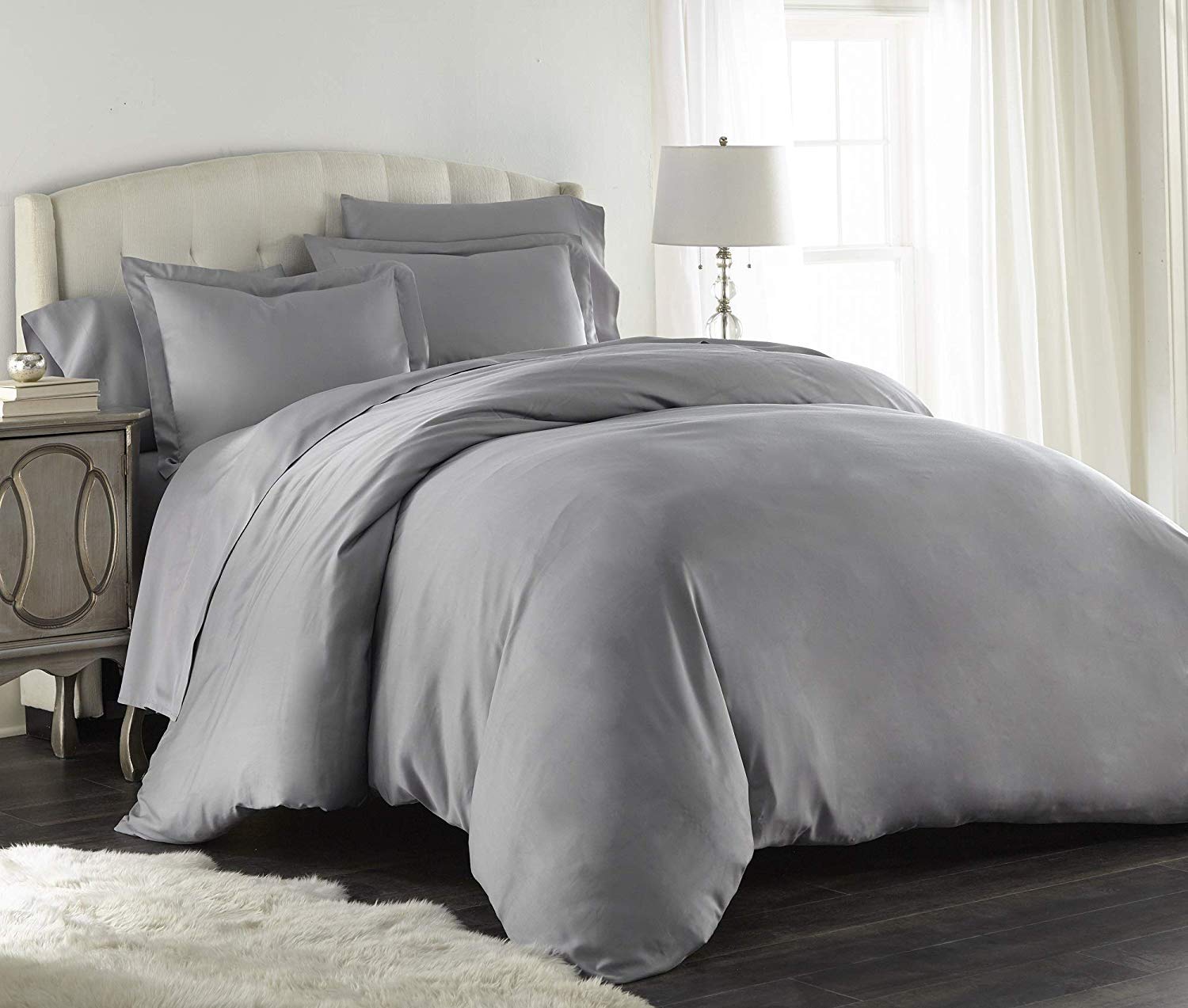 Sterling Creek 3-Piece 100% Viscose Derived from Bamboo Duvet Cover Set Oversized King, Light Gray - Silky Smooth Buttery Soft Cooling Duvet Cover for All Season