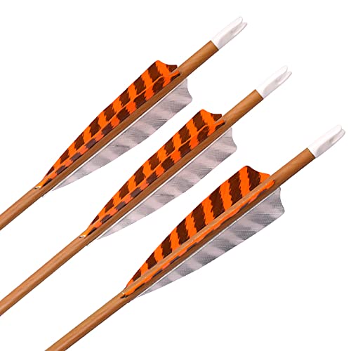 ELONG 6pk 30" Archery Carbon Arrows Wood Camo Spine 600 Recurve Bows Turkey Feather Arrow