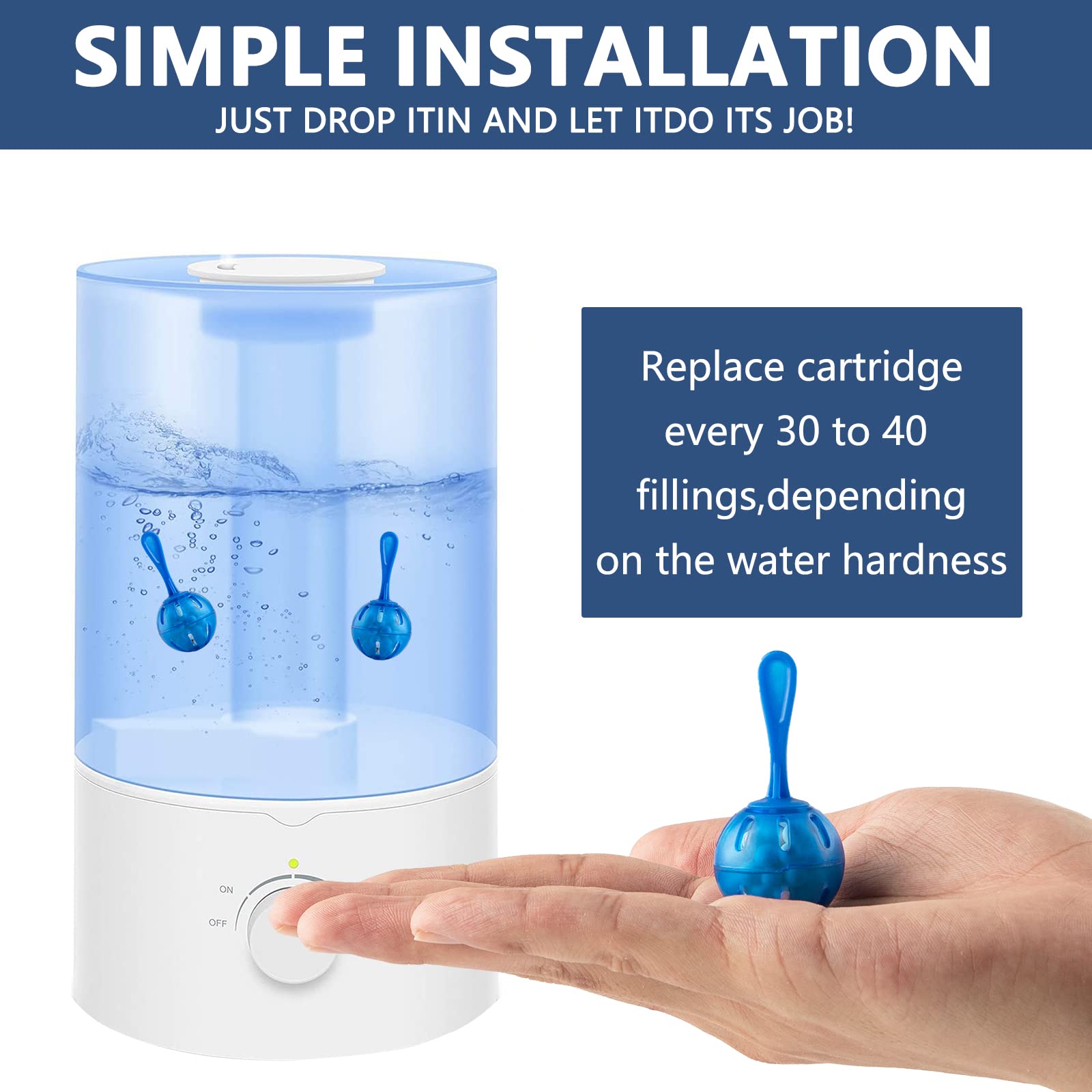 Humidifier Tank Cleaner, Raipoment Demineralization Cleaning Ball, Compatible with Mist Humidifiers, Fish Tank, Purifies Water, Prevents Hard Water Build-Up,Eliminates White Dust and Odor, 10pcs