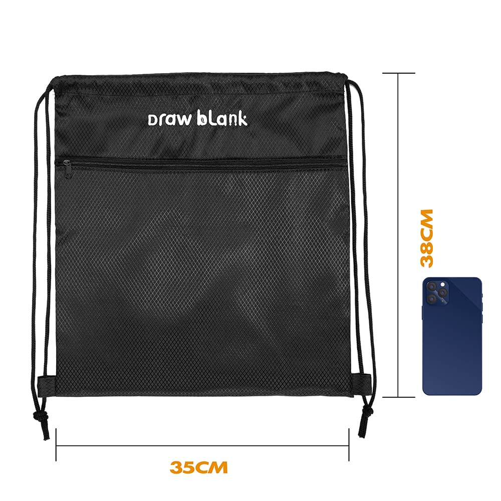 Draw blank Drawstring Backpack Sport Gym Backpack Water Resistant for Men and Women Lightweight, With storage bag(black)