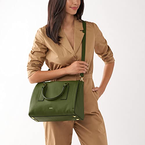 Fossil Women's Parker Leather Satchel Purse Handbag, Tarragon (Model: ZB1708374)