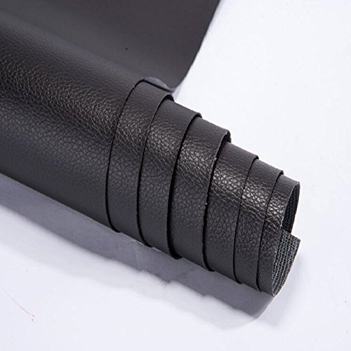 Self Adhesive Leather PU Fabric Repairing Patches for Sofa, for Car Seats, for Clothing (Width 19.6" x Length 53.9") (Black) Folded Packed