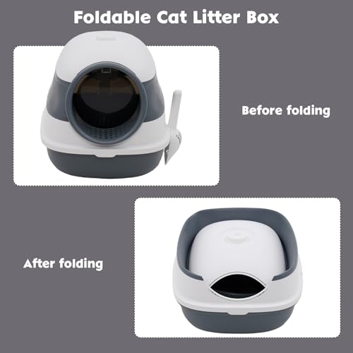 EAPURA Cat Litter Box with Automatic Sand-Proof cage&Cat Plastic Scoop,Self Cleaning cat Litter Box,Enclosed Litter Box,Deodorization Function, and Easy to Clean Splash-Proof Adult cat Toilet (grey1)