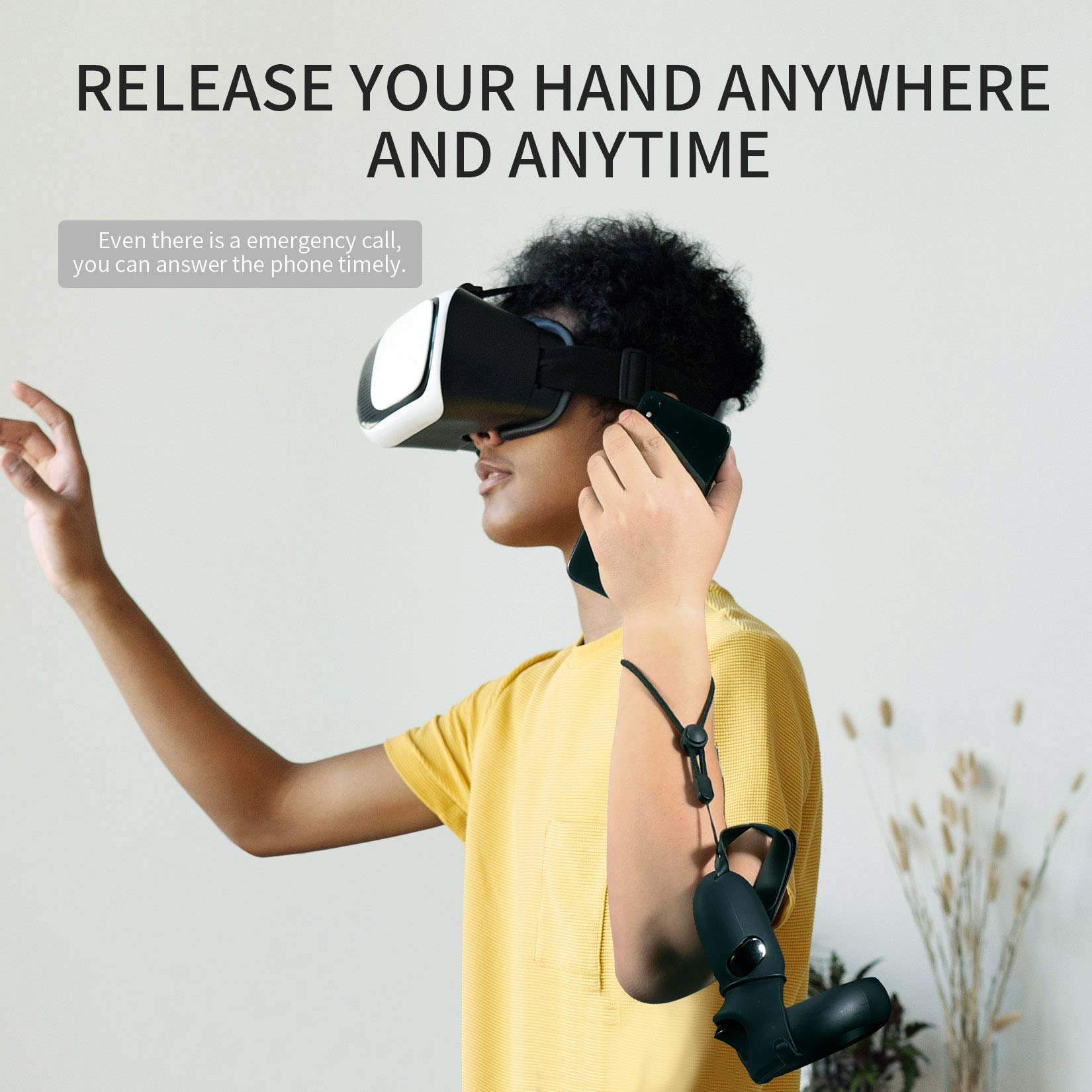eWonLife Controller Grip Cover for Oculus Quest 1/ Rift S, with Adjustable Wrist Strap and Knuckle Strap, Anti-drop Protective Handle Sleeve, Including Cover Caps (Not Fit Quest 2)
