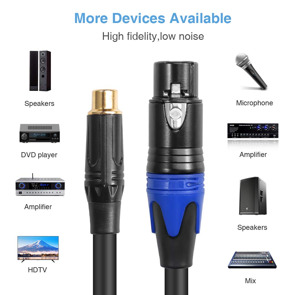 Disino Female XLR to RCA Female Cable, RCA to XLR Female Converter Gender Changer Audio Adapter Patch Cable - 1 feet