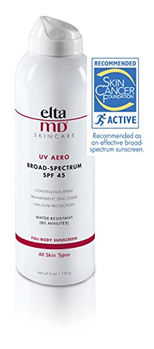 EltaMD UV Aero Full-Body Sunscreen Spray Broad-Spectrum SPF 45, Water-Resistant, Mineral-Based, Non-Greasy, Sheer, Transparent Zinc Oxide Mineral Based Spray Sunscreen 6.0 oz
