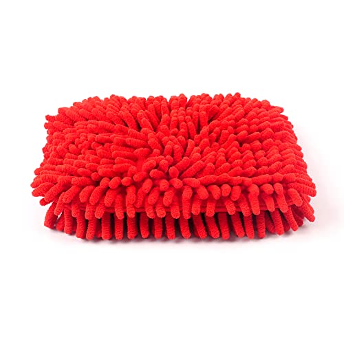Maxshine Red Chenille Microfiber Wash Pad β Double Sided Long Super Soft Strands Makes Easy to Glide Over Any Car Surfaces, Windows, Mirrors, Great Washing Experience
