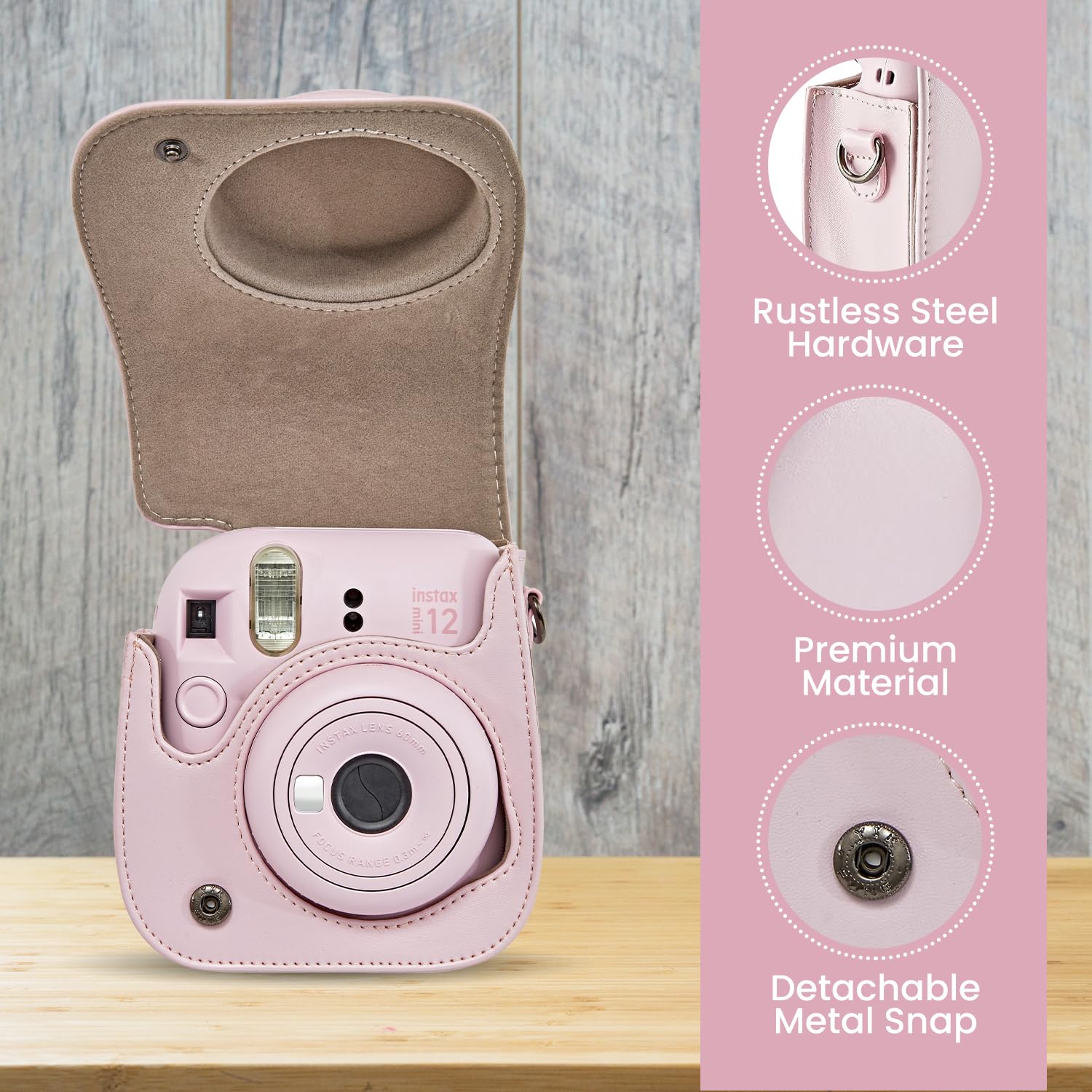 FujiFilm Accesories Pack, Includes Photo Album, Camera Case, Camera Strap, 60 Exposures Film Value Pack & Cleaning Cloth - Blush Pink (Camera Not Included)
