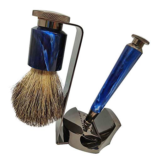 G castle shaving acrylic set two colors with two razor blade double edge traditional razor shaving kit for men