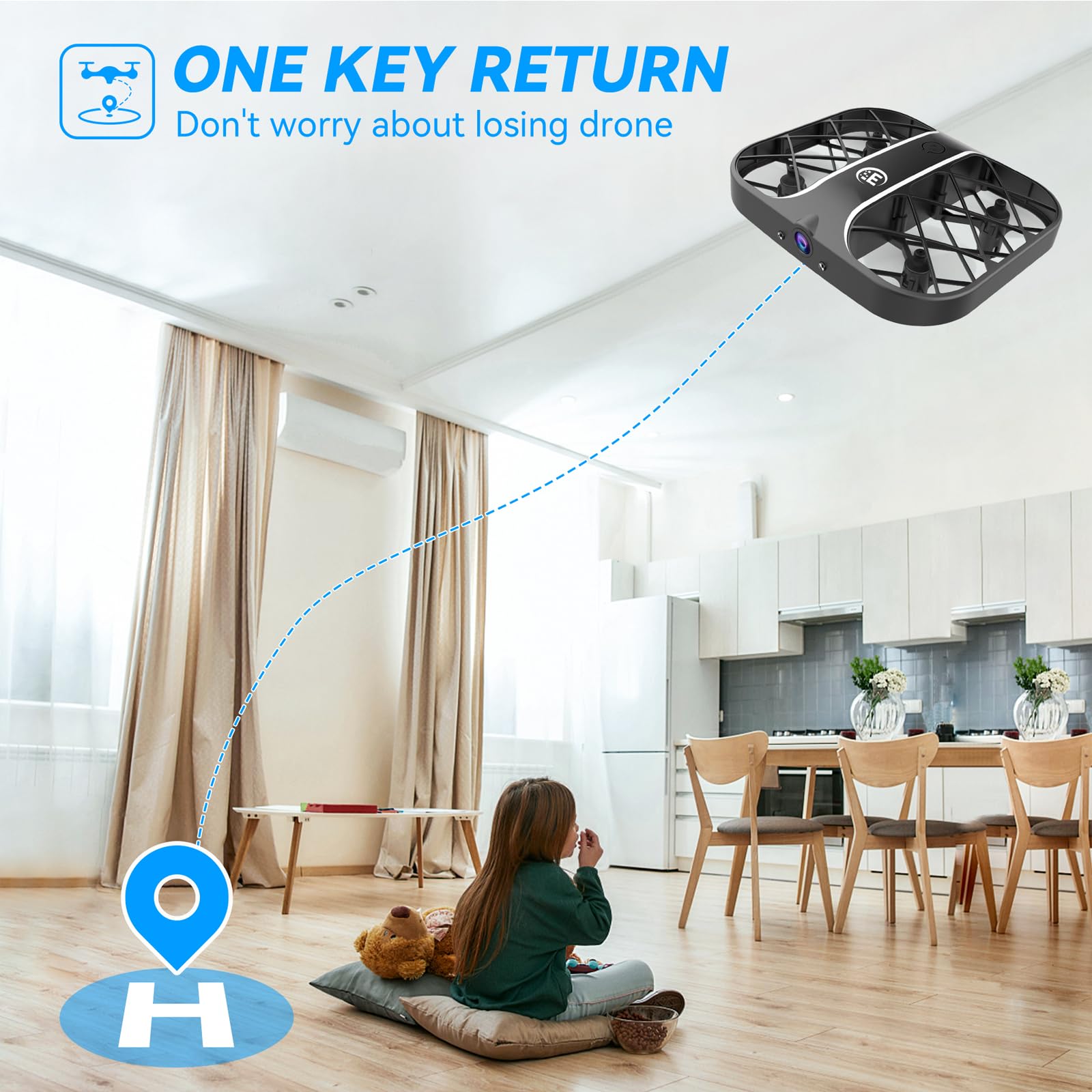 Eluhito Drones with Camera for Kids Adults, Wifi, Headless Mode, 3D Flips, Gravity Control
