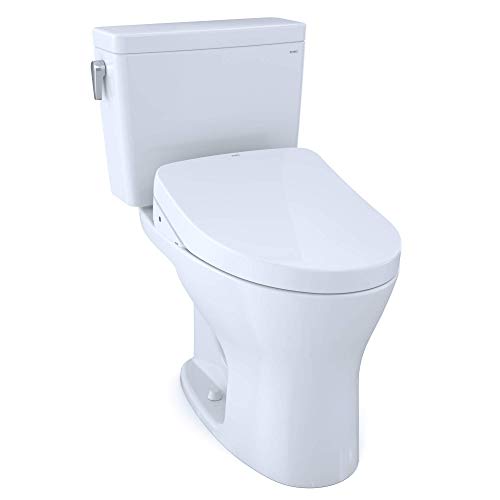 TOTO MW7463056CEMFGA.10#01 Drake WASHLET Two-Piece Dual Universal Height with 10 Inch Rough-in DYNAMAX Tornado Toilet with Auto Flush S550e Bidet Seat, 1.28 and 0.8 GPF, Cotton White