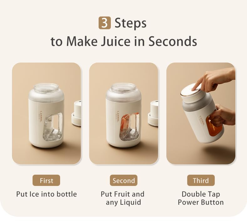 Portable Blender for Protein Shakes, 21oz, USB-C Rechargeable Blender with 10 Blades, Blender for Shakes and Smoothies, Leakproof and Reusable, Suitable for Travel, Home, Office, Gym