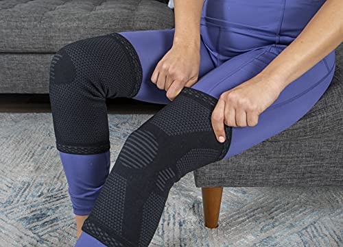 EvriFit Compression High Performance Knee Sleeves, Support for Men & Women, Running, Basketball, Volleyball, Weightlifting & Cross Training, Medium – Large (1 Pair) Black