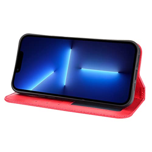 Fansipro Wallet Folio Case for Samsung GALAXY A40, Premium PU Leather Slim Fit Cover for Galaxy A40, 2 Card Slots, 1 Transparent Photo Frame Slot, Small Lattice, Red