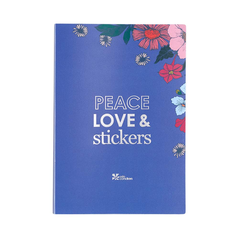 Erin Condren Designer Sticker Album - Flower Power - 24 Pages, Holds 48 Sticker Sheets. Measures 5.7" x 8.3" x .5" Features Protective Plastic Cover to Keep Your Stickers Pristine