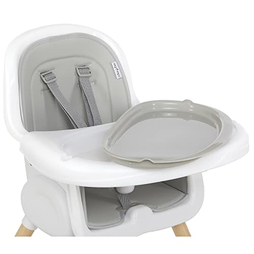 Dream on Me Lulu 2-in-1 Convertible Highchair in Light Grey | Compact High Chair | Lightweight | Portable