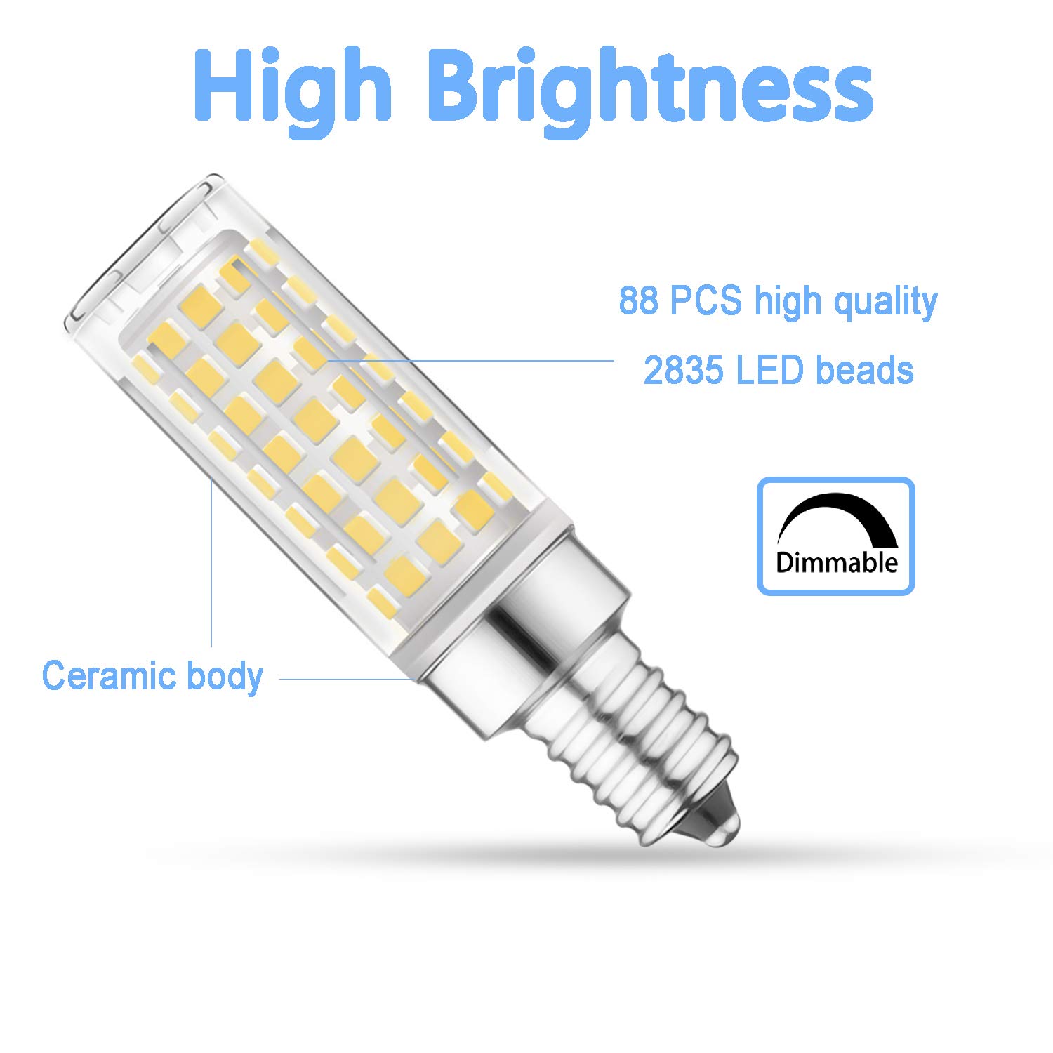 E12 LED Bulbs, 6W Candelabra LED Bulbs 60 Watt Equivalent,Chandelier Light Bulbs 6000K Daylight White 480 Lumen Non-dimmable for Ceiling Fan Decorative Lighting - 3 Pack