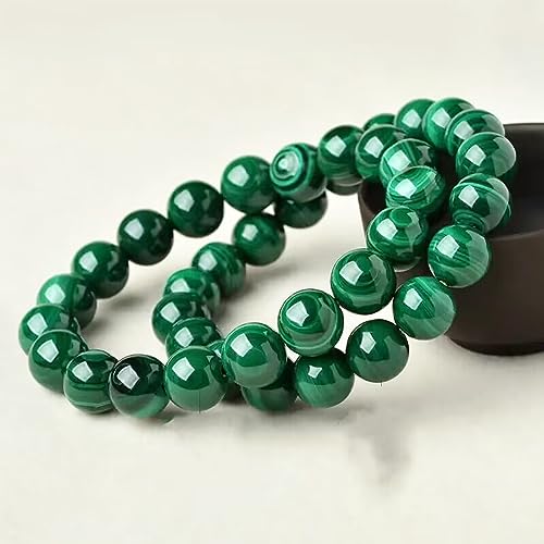 flipfit 8MM Natural Malachite Bracelet Men's Women's Round Beads Crystal Bracelet