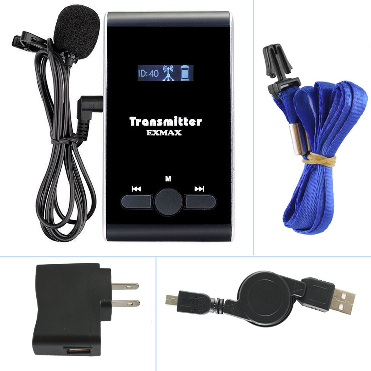 EXMAX® ATG-100T 195MHz One Unit Transmitter ONLY for ATG-100T Wireless Tour Guide System Receivers Church Translation Simultaneous Interpreting Teaching Silent Conference Travel (1 Transmitter)