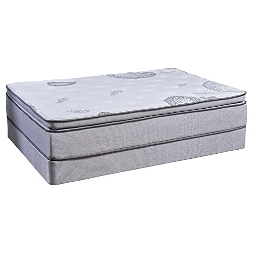 Mayton, 13-Inch Meduim Plush Foam Encased Hybrid Pillowtop Innerspring Mattress & 4" Wood Box Spring Set, Full XL