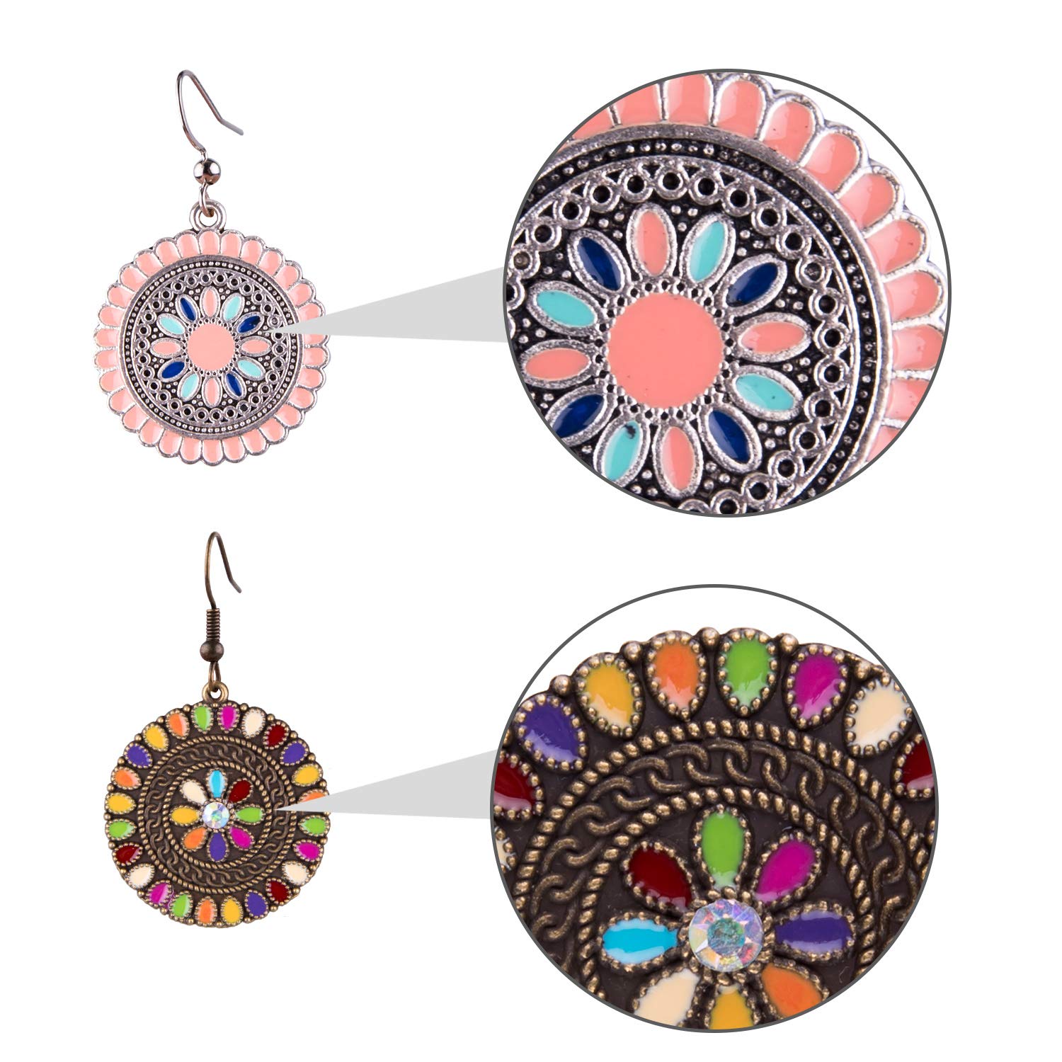 Duufin 15 Pairs Boho Earrings Vintage Bohemian Earrings Drop Dangle Earring Statement Earring Set with a Box for Women and Girls