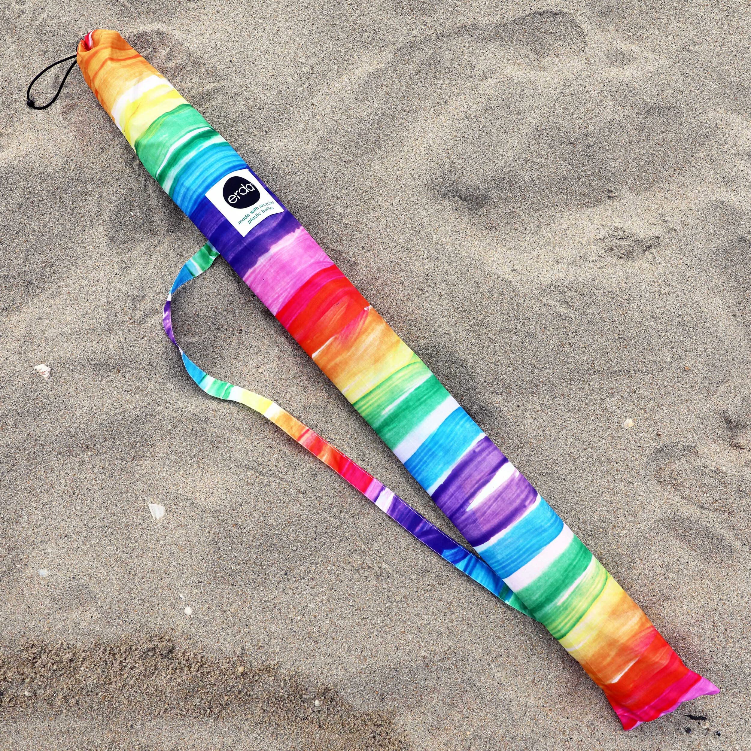 erda Watercolor Rainbow Pro Beach Recycled Polyester Rip-Stop 20 ft Lightweight Windscreen, Privacy Screen, Wind Blocker, Free Matching Shoulder Bag