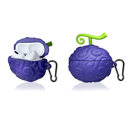 Silicone Case for Airpod Pro/Pro 2 (2022), Cute Cartoon Character 3D Anime One Piece Element Kawaii Air pod Case with Keychain for Men Women Boys Girls Teens (Devil Fruit Pro/Pro 2)