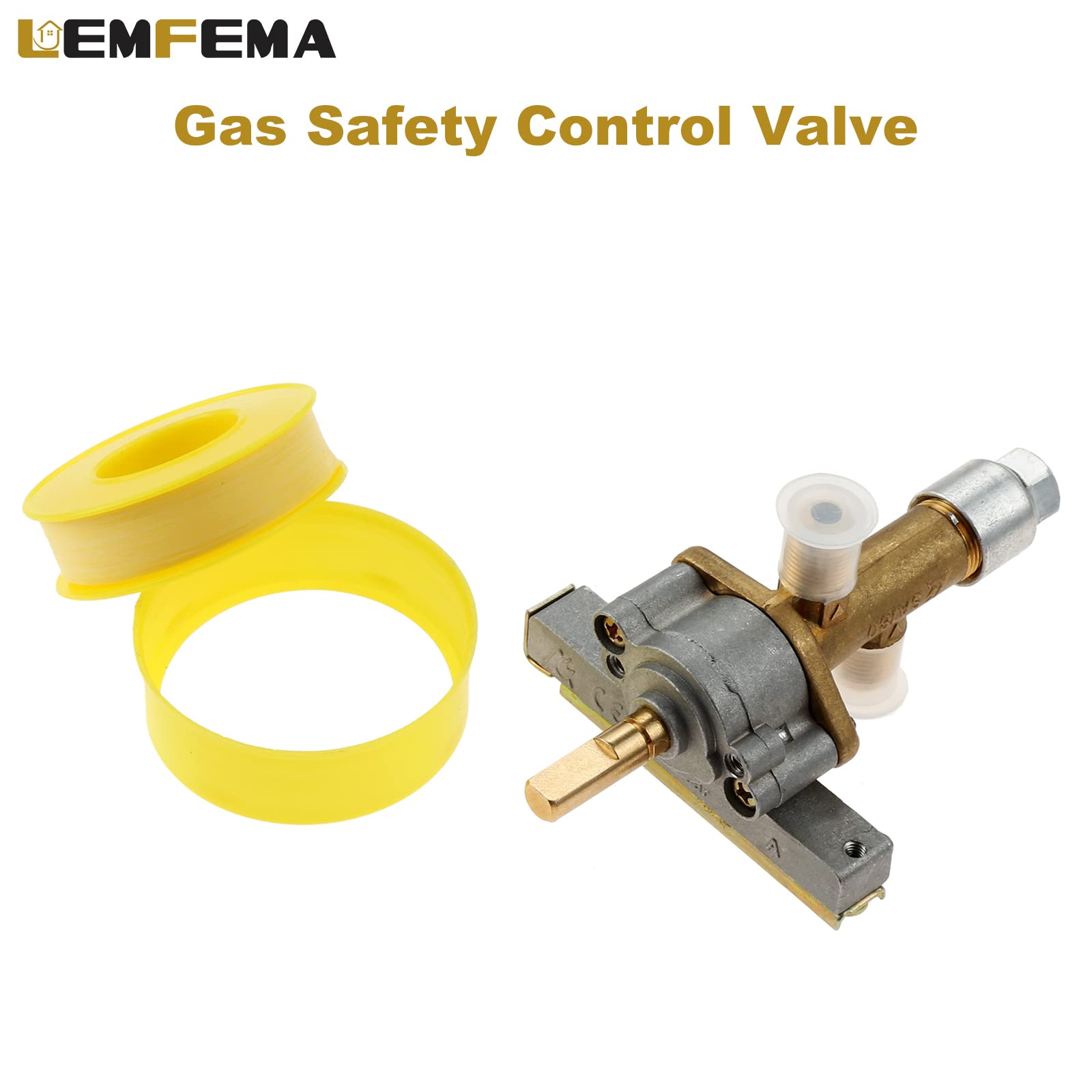 Lemfema Gas Safety Control Valve with Piezo Push Ignition Device Replacement for Garden Sun Propane Powered Patio Heater Repair Replaces Parts(7/16"-24 UNEF Inlet & Outlet)
