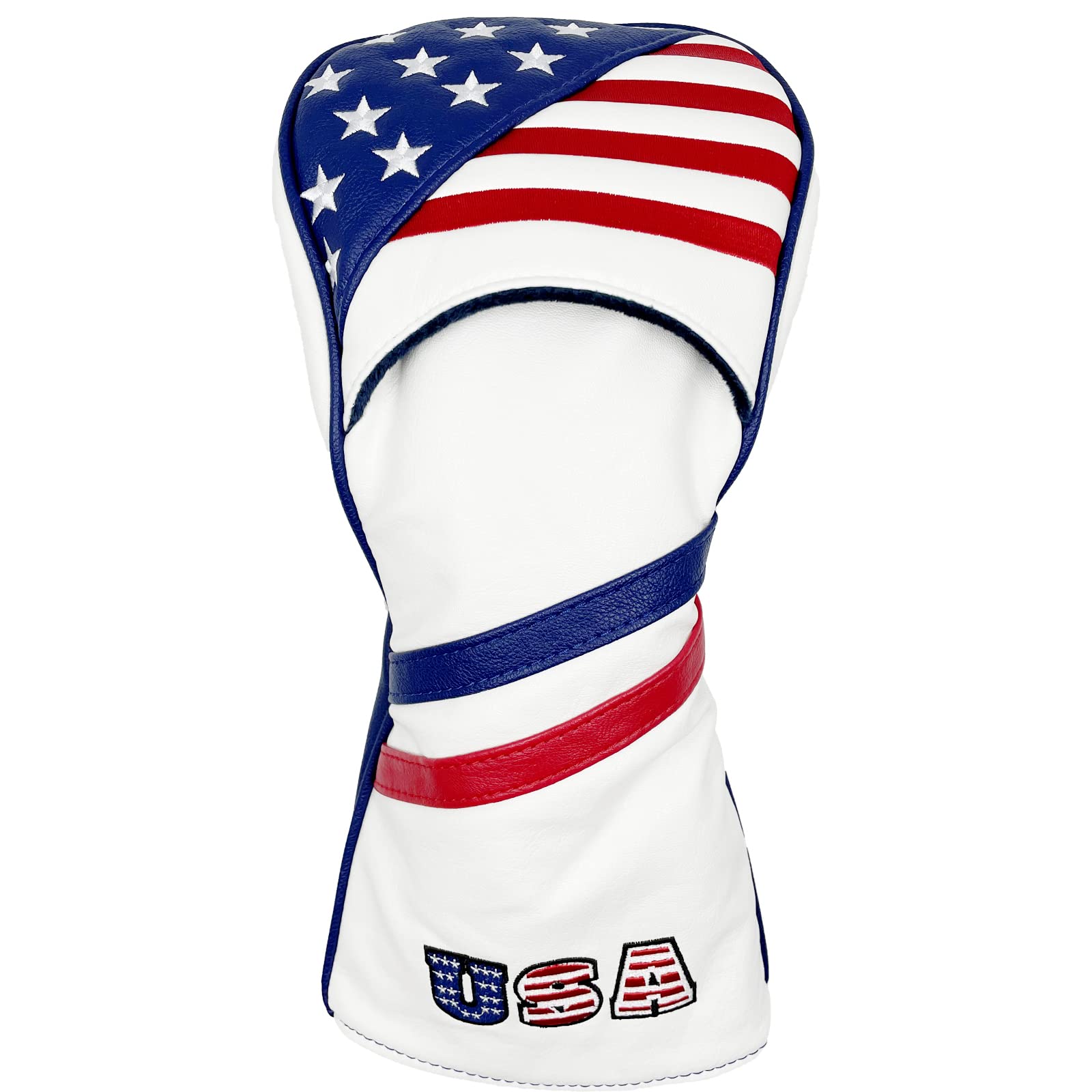 Gbourly Golf Club USA Stars and Stripes Flag Patriotic Driver Cover PU Leather Headcover