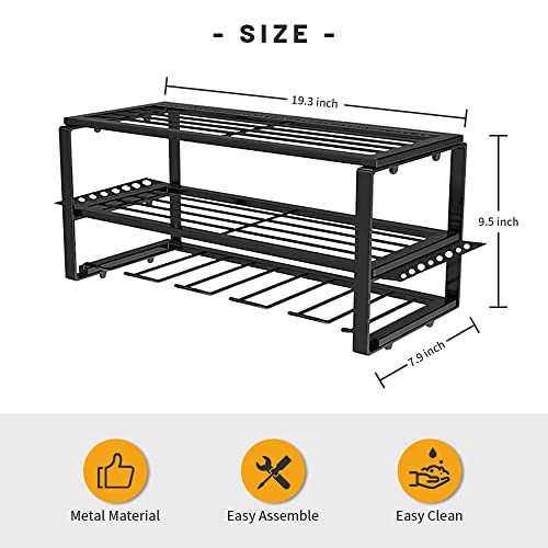 Power Tool Organizer, 3 Layers Wall Mount Drill Rack,Garage Wall Organizer with Shelf,Heavy Duty Garage Tool Organizer for Workshop, Tool Room, Garage, Utility Storage Rack.