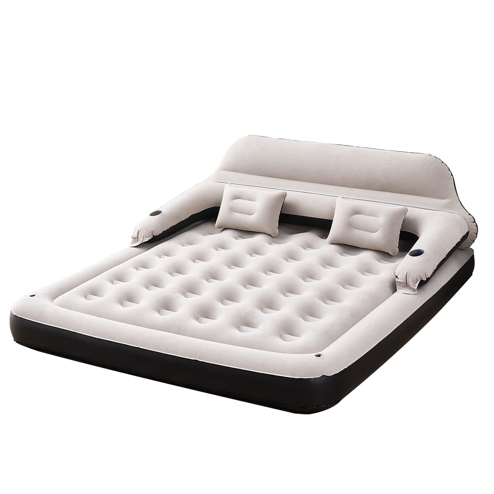 DIMAR GARDEN Queen Size Air Mattress Blow Up Bed with Inflatable Headboard and Pillows