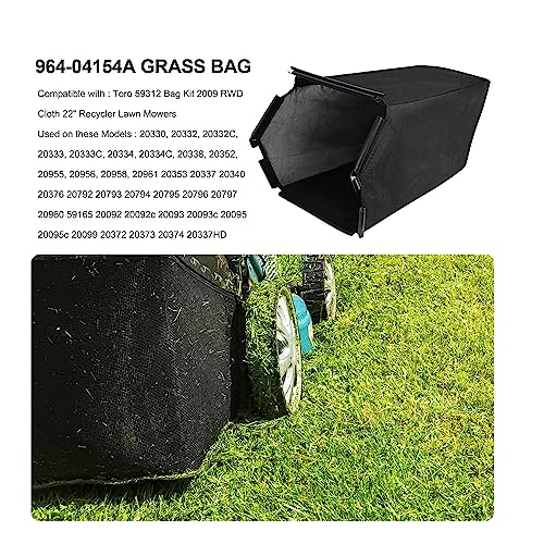 Powswopx 964-04154A Lawn Mower Grass Bag Replacement Compatible with MTD/Craftsman 964-04154 M105 140cc, Fits 21β Lawn Mower Bag (Without Grass Catcher Frame)