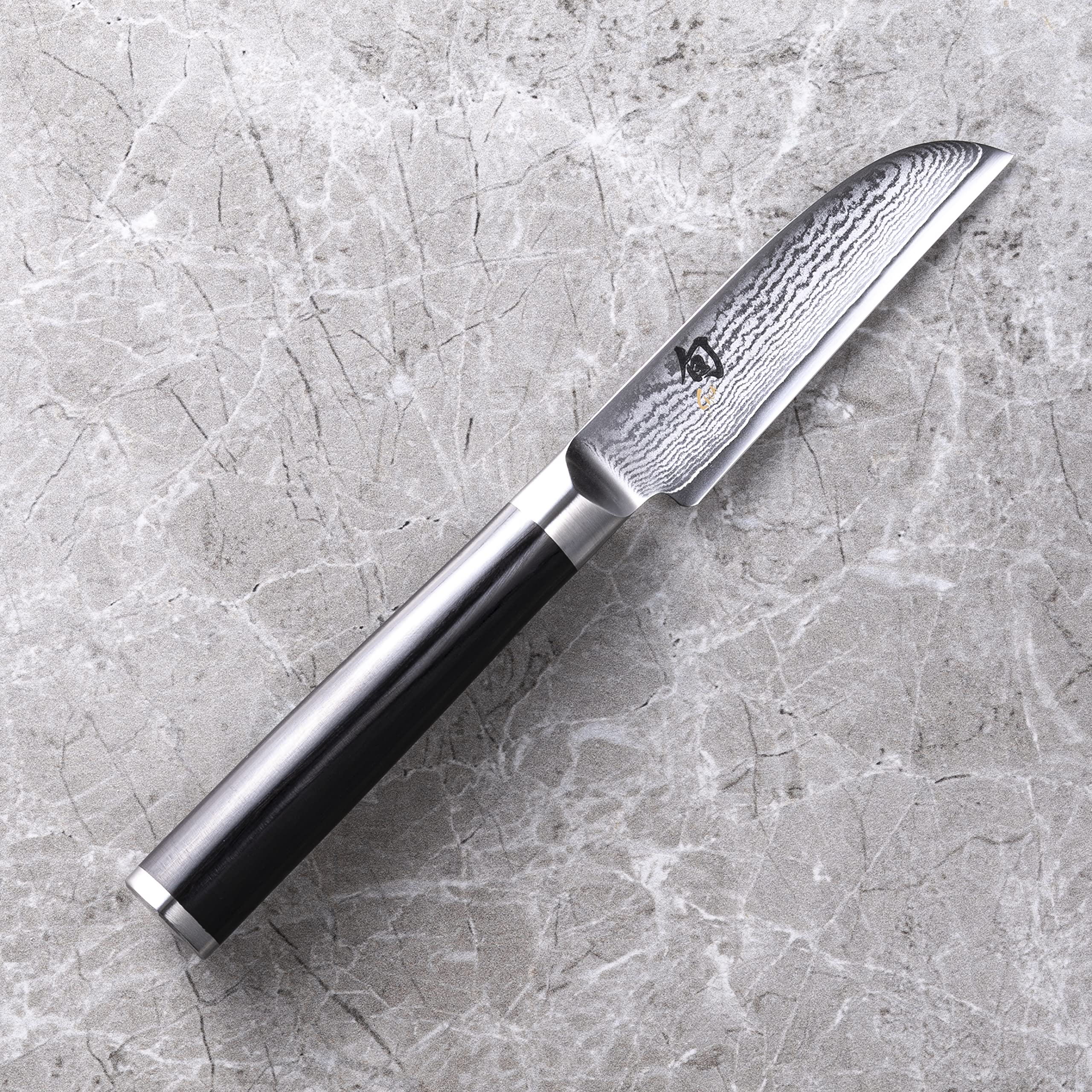 Shun Classic Straight Vegetable Knife, 3.5 inch VG-MAX Steel Blade, Handcrafted in Japan, DM0714