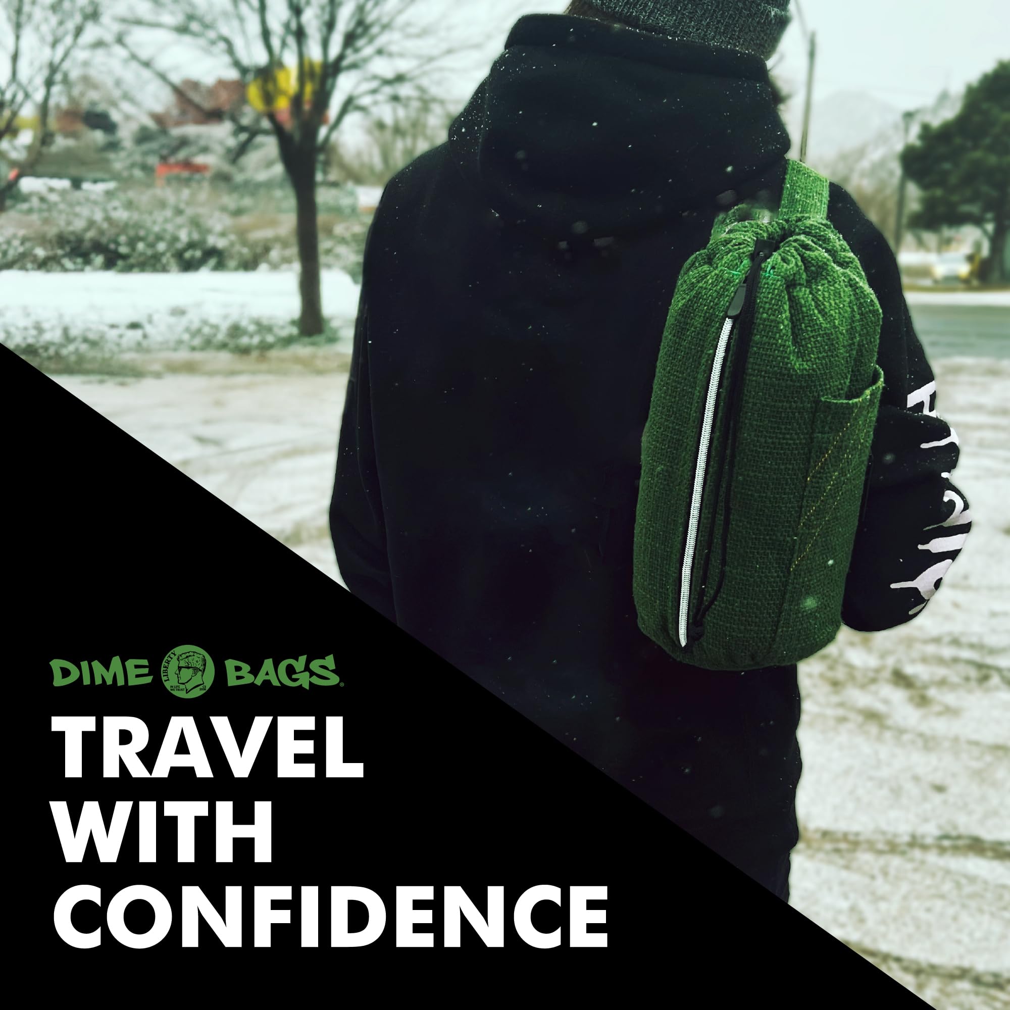Dime Bags - Drawstring Tube, Padded Bag, 5 Compartments, w/Carabiner Loop, Convenient, Durable (Glass, 10")