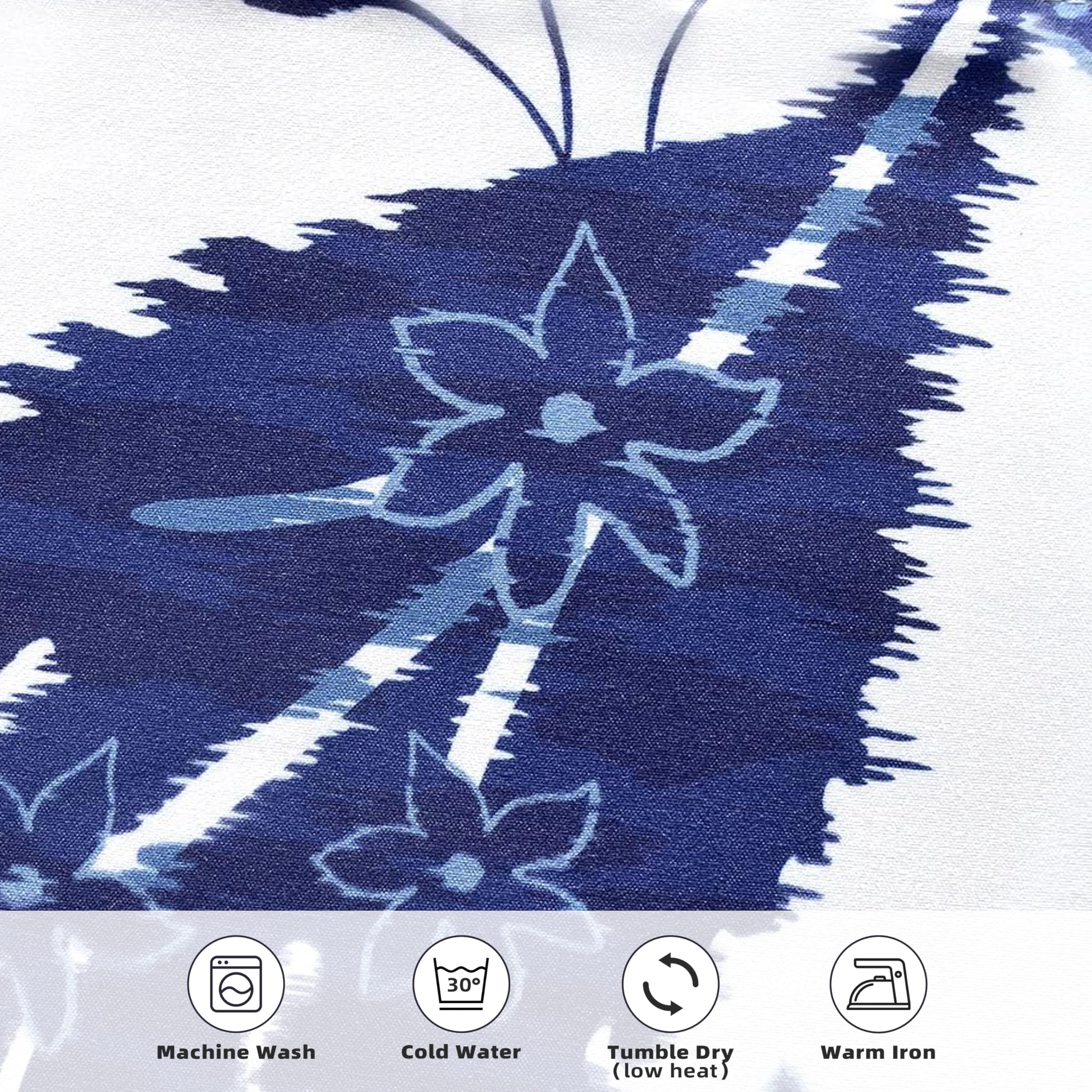 DriftAway Gianna Floral Leaf Botanical Lined Thermal Insulated Energy Saving Window Curtain Valance for Living Room Bedroom Kitchen Rod Pocket 2 Pack 52 Inch by 18 Inch Plus 2 Inch Header Navy