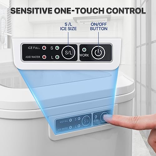 mollie Ice Maker Countertop 9 Ice Cubes Ready in 10 Mins - 26LBS/24Hrs, Self-Cleaning Ice Makers, One-Click Operation Portable Ice Cube Machine w/Ice Scoop for Home Kitchen Office Party RV, White