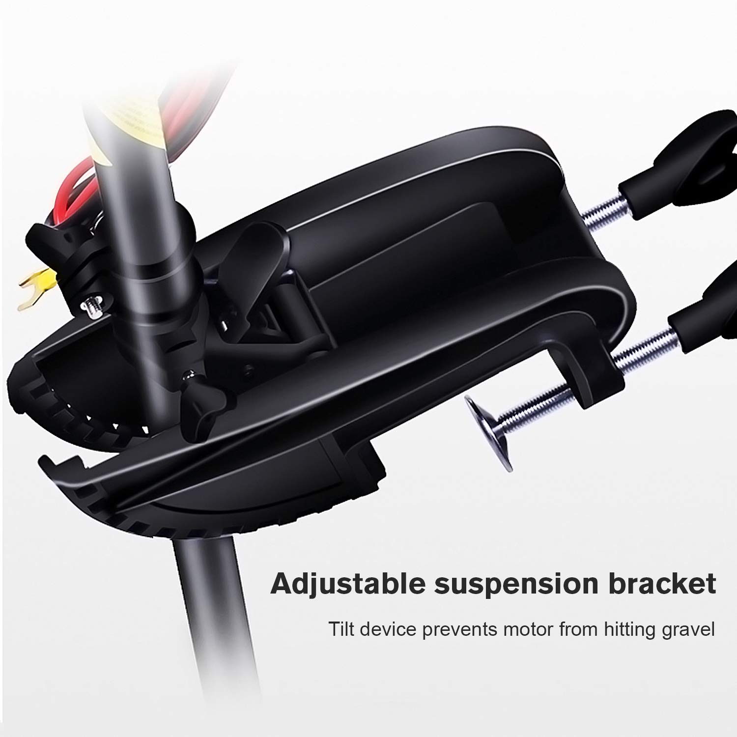 FULLWATT Trolling Motor 46/55 LBS Thrust Transom Mounted 8 Speed with Adjustable Handle for Fishing Boats Freshwater and Saltwater Use (46 LBS)