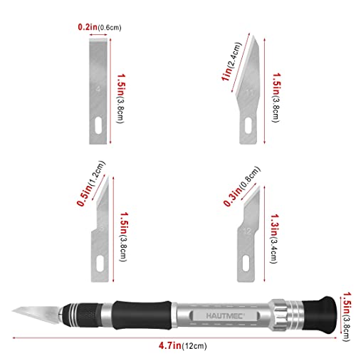 HAUTMEC 14 in 1 Hobby Knife Craft Knife Set SK5 for DIY Art Work Cutting - 1 Handles and 13 Spare Blades with Storage Case for Craft, Hobby, Carving, Art Modeling and Scrapbooking HT0109-HK
