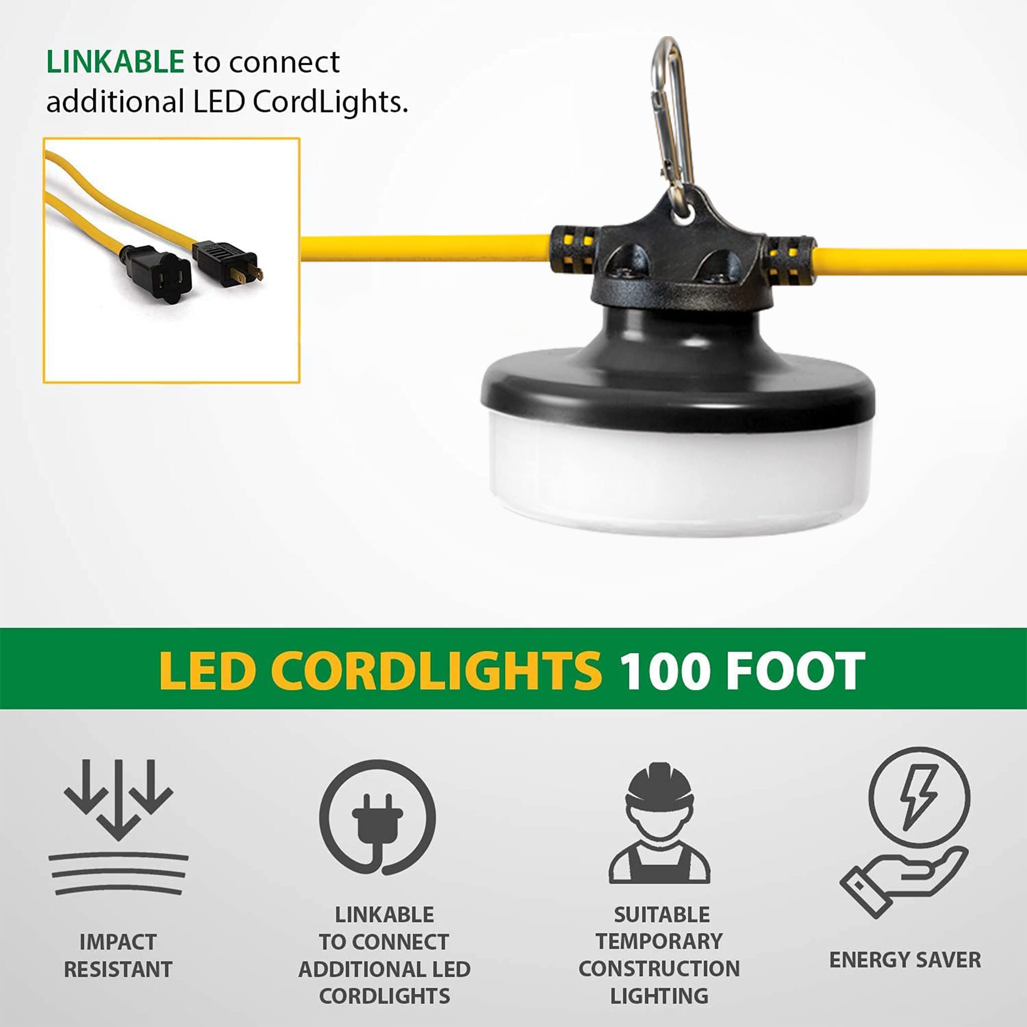 EPCO 100-Foot Temporary LED CordLights are used for Construction and Renovation Job Sites and other outdoor applications