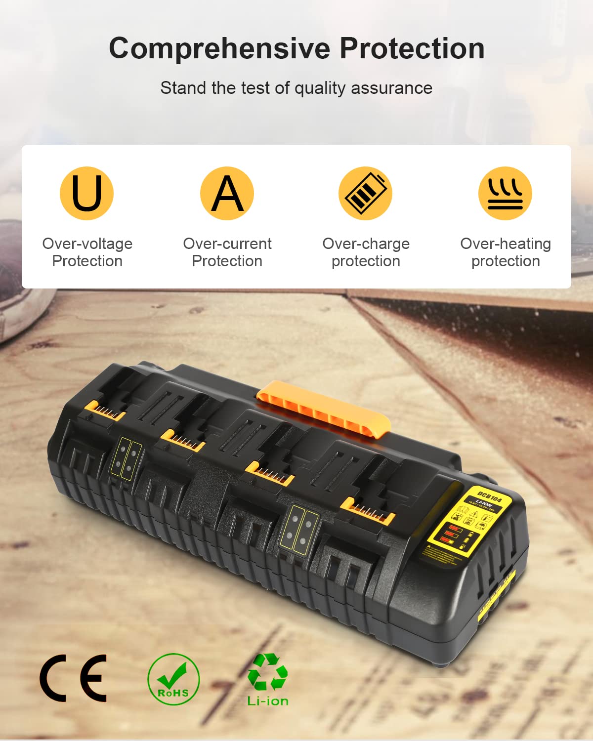 Lenoya DCB104 Battery Charger Replacement for Dewalt 12V/20V Max Battery Charger Station DCB104(Black)