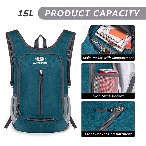 Prpeko 15L Small Lightweight Hiking Backpack ,Hiking Daypack Women,Foldable Hiking Backpack with A Water Bottle Holder.